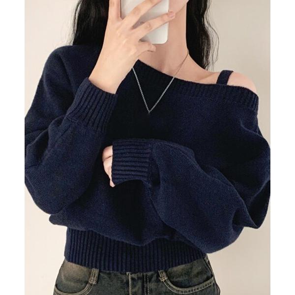 『タイムセール実施中』ZOZO問い合わせ番号:87607144ショップ:me Jane，ミージェーンブランド:PRIVATE  BEACH，プライベートビーチ，meJane，ミージェーン商品名:アシンメトリーオフショルダーニットトップスカテ...