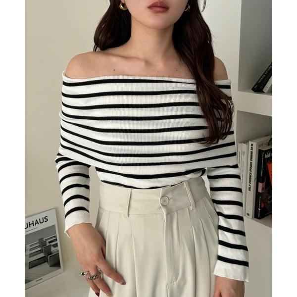 『タイムセール実施中』ZOZO問い合わせ番号:87608761ショップ:Ada.，エイダブランド:efill，エフィル商品名:ボーダー オフショルダー トップスカテゴリ:トップス>Tシャツ/カットソーブランド品番:dirA002708...