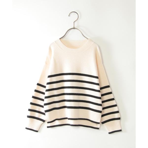 『タイムセール実施中』ZOZO問い合わせ番号:87813280ショップ:ikka LOUNGE，イッカラウンジブランド:ikka，イッカ商品名:【親子コーデ】クリーミーボーダーニット（120~160cm）カテゴリ:トップス>ニット/セ...