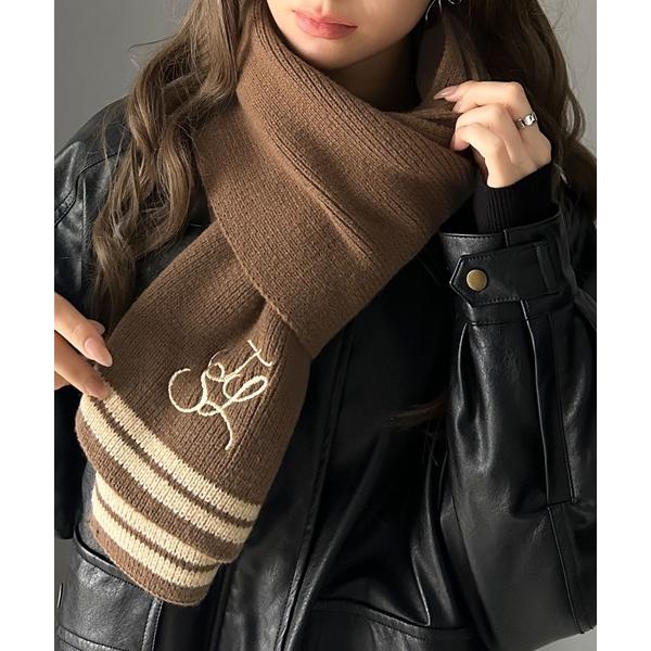 『セール実施中』ZOZO問い合わせ番号:87815311ショップ:Classical Elf，クラシカルエルフブランド:classicalelf，クラシカルエルフ商品名:柔らか暖か。上品なロゴ刺繍入りラインニットマフラー（ストール）カテゴリ...