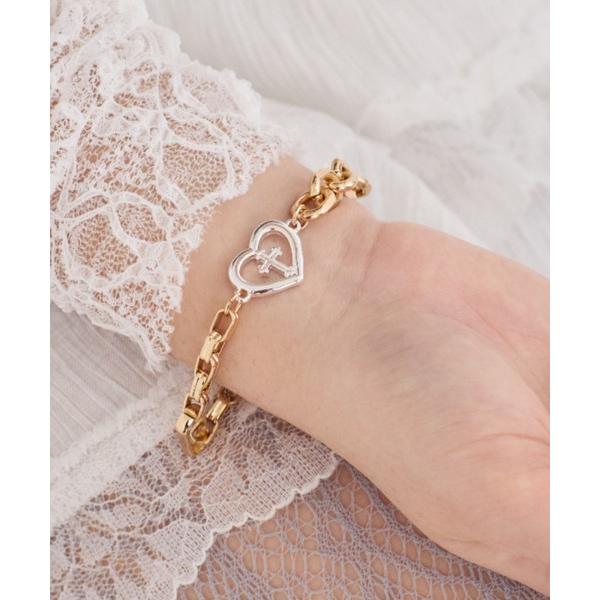 ZOZO問い合わせ番号:87816269ショップ:CREO STORE，クレオストアブランド:ANU，アヌ商品名:cross ＆ heart chain bracelet - クロスアンドハートチェーンブレスレットカテゴリ:アクセサリー&g...