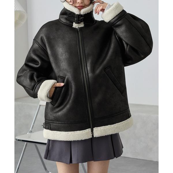 『タイムセール実施中』ZOZO問い合わせ番号:87816998ショップ:MONO-MART，モノマートブランド:MONO-MART，モノマート商品名:【襟元2WAY＆選べる2タイプ着丈】ショート/ミドルB-3 フェイクムートンジャケットカテ...