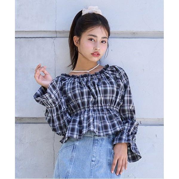 『セール実施中』ZOZO問い合わせ番号:87870356ショップ:NARUMIYA ONLINE，ナルミヤ オンラインブランド:LOVETOXIC，ラブトキシック商品名:チェックオフショルブラウスカテゴリ:トップス>シャツ/ブラウスブ...