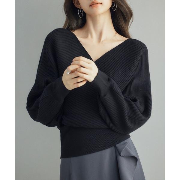 ZOZO問い合わせ番号:87924630ショップ:SAISON DE PAPILLON，セゾン ド パピヨンブランド:SAISON DE PAPILLON，セゾンドパピヨン商品名:レディース ドルマンスリーブカシュクールニット きれいめ V...