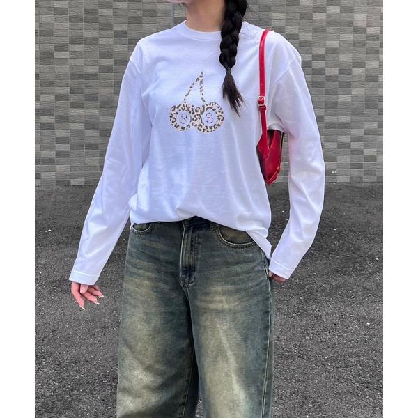 『タイムセール実施中』ZOZO問い合わせ番号:87957975ショップ:wears，ウェアーズブランド:fiere，フィエール商品名:レオパード×チェリープリントロンT／長袖Tシャツカテゴリ:トップス>Tシャツ/カットソーブランド品番...