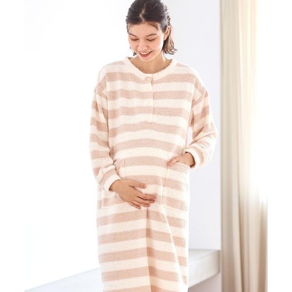 ZOZO問い合わせ番号:87988852ショップ:cross marche，クロスマルシェブランド:Rosemadame，ローズマダム商品名:モコモコニットソー ボーダーワンピースパジャマ/ルームウェア（マタニティ/授乳服）授乳楽々 妊婦服...