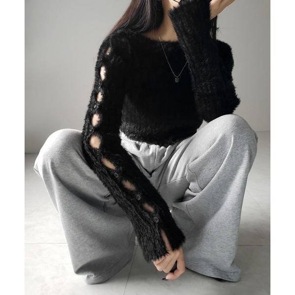 『タイムセール実施中』ZOZO問い合わせ番号:88022208ショップ:me+em select，ミームセレクトブランド:me+em select，ミームセレクト商品名:※【 ３color 】カットアウトスリットスリーブショートシャギーニッ...