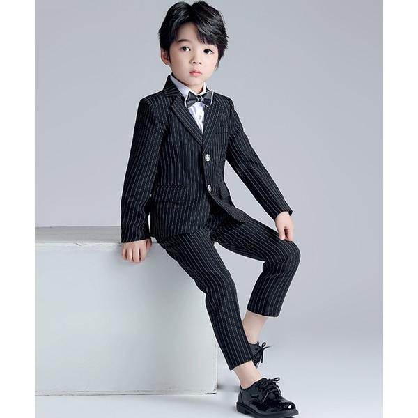 『タイムセール実施中』ZOZO問い合わせ番号:88089126ショップ:TeddyShop，テディショップブランド:DAY CLOSET，デイ クローゼット商品名:キッズスーツ 長袖ストライプジャケット+長袖シャツ+パンツ+蝶ネクタイ 4点...