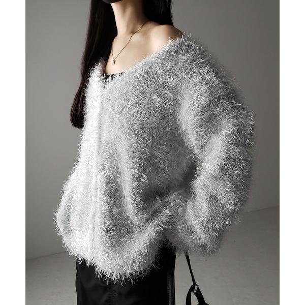 『セール実施中』ZOZO問い合わせ番号:88190133ショップ:me+em select，ミームセレクトブランド:me+em select，ミームセレクト商品名:※※【 ２color 】ラメシャギーオーバーニットカーディガン ／ rame...