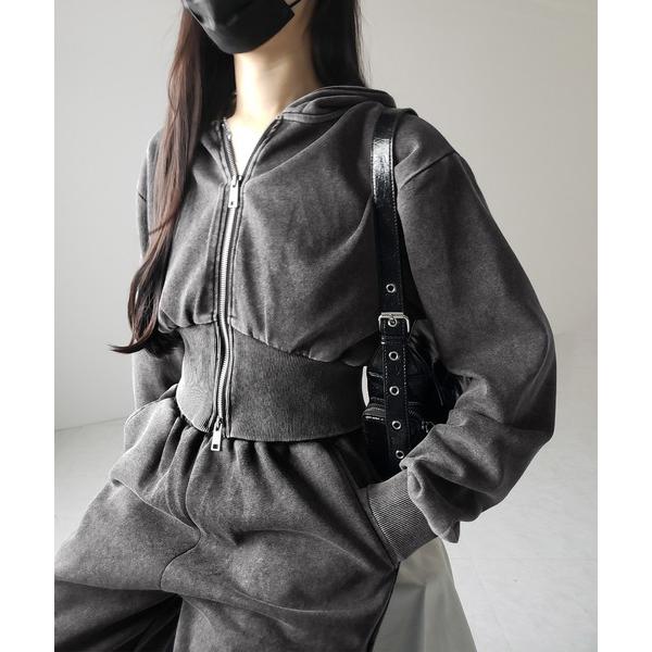 ZOZO問い合わせ番号:88190252ショップ:me+em select，ミームセレクトブランド:me+em select，ミームセレクト商品名:【 セットアップ 】ピグメントヴィンテージショートパーカー ＋ ワイドパンツ SET  ／ ...