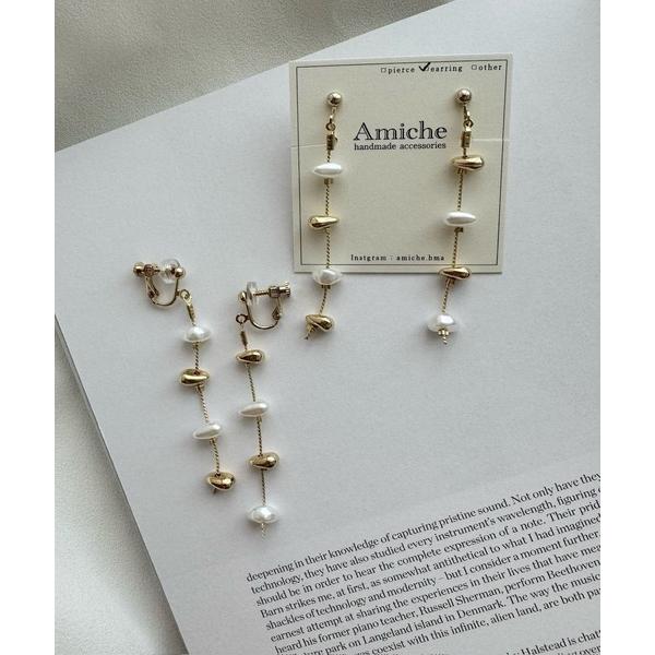 ZOZO問い合わせ番号:88259280ショップ:TONE，トーンブランド:tone，トーン商品名:【Amiche】バロックパールイヤリング(MA)カテゴリ:アクセサリー>イヤリングブランド品番:Amiche-031E素材:金メッキ原...