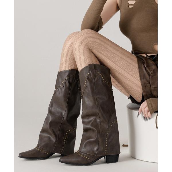 『セール実施中』ZOZO問い合わせ番号:88295547ショップ:Teem Store，チームストアブランド:lilful，リルフル商品名:スタッズアクセント ルーズウエスタンロングブーツカテゴリ:シューズ>ブーツブランド品番:WIL...