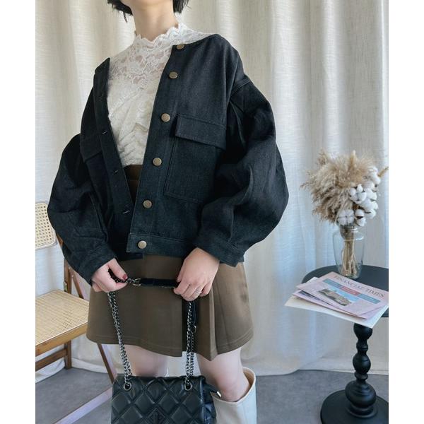 『タイムセール実施中』ZOZO問い合わせ番号:88298499ショップ:aimoha，アイモハブランド:aimoha，アイモハ商品名:-original-ノーカラーバルーンスリーブショット丈デニムジャケットカテゴリ:ジャケット/アウター&g...