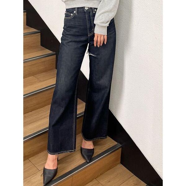 『セール実施中』ZOZO問い合わせ番号:88393414ショップ:GYDA，ジェイダブランド:GYDA，ジェイダ商品名:ハイウエストSymmetryGYDA INNER RIPPEDワイドデニムパンツカテゴリ:パンツ>デニムパンツブラ...