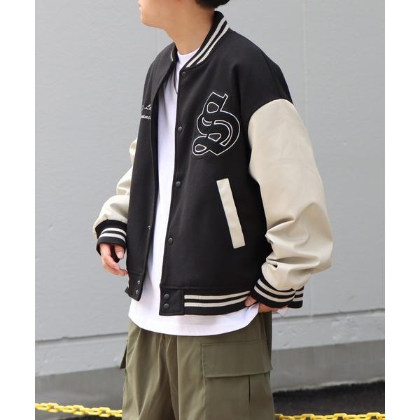 ZOZO問い合わせ番号:88395273ショップ:CONFIRM，コンファームブランド:ILL'S，イルズ商品名:サガラワッペン刺繍 ビッグシルエットスタジャン ウールテック シンセティックレザー ユニセックス【ILL'S】カテゴリ:ジャケ...