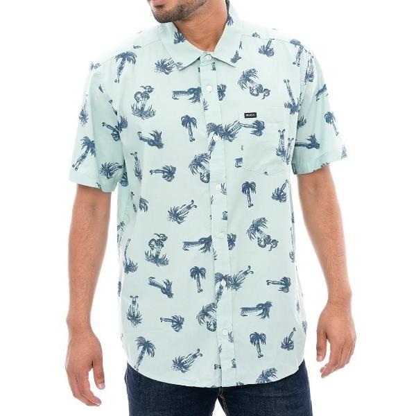 『セール実施中』ZOZO問い合わせ番号:88466359ショップ:BOARDRIDERS，ボードライダーズブランド:RVCA，ルーカ商品名:RVCA メンズ POMMIER PALMS SS 半袖シャツ/ルーカパームツリーモチーフ総柄半袖シ...