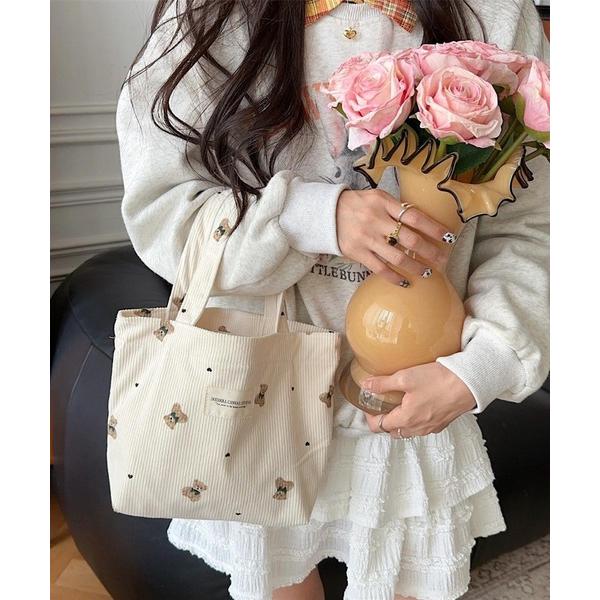ZOZO問い合わせ番号:88484806ショップ:Mayree，メイリーブランド:Mignonjour，ミニョンジュール商品名:Mignonjour/くまコーデュロイミニトートバッグ M2582カテゴリ:バッグ>トートバッグブランド品...