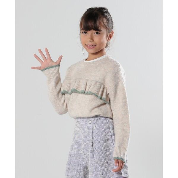 『タイムセール実施中』ZOZO問い合わせ番号:88500297ショップ:SHOO・LA・RUE，シューラルーブランド:SHOO・LA・RUE，シューラルー商品名:【110-140cm】胸元フリルふわふわニットカテゴリ:トップス>ニット...