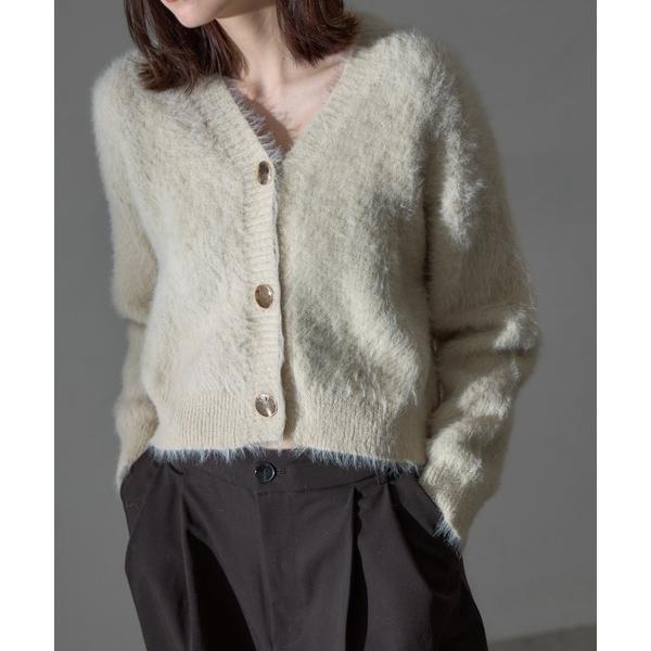 『タイムセール実施中』ZOZO問い合わせ番号:88598194ショップ:Bonjour Sagan，ボンジュールサガンブランド:each，イーチ，Bonjour Sagan，ボンジュールサガン商品名:ロングシャギー金ボタンショート丈カーディ...