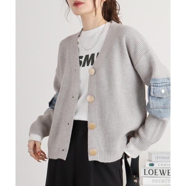 『タイムセール実施中』ZOZO問い合わせ番号:88674928ショップ:FUNALIVE，ファンアライブブランド:FUNALIVE，ファンアライブ商品名:je crois soi デニム使いニットカーディガンカテゴリ:トップス>カーデ...