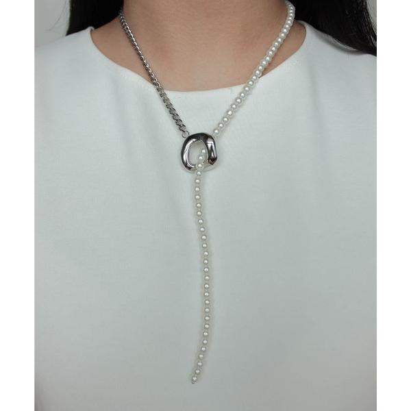 ZOZO問い合わせ番号:88804337ショップ:MIDWEST，ミッドウエストブランド:ebine，エビネ商品名:Pearl Mantle Necklaceカテゴリ:アクセサリー>ネックレスブランド品番:pmneカラー:シルバー，ゴ...