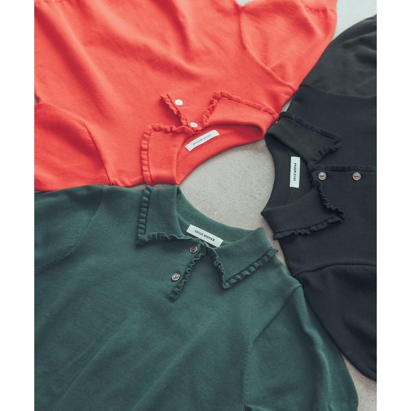 ZOZO問い合わせ番号:88838269ショップ:Dot＆Stripes　CHILDWOMAN，ドットアンドストライプス　チャイルドウーマンブランド:CHILD WOMAN，チャイルドウーマン商品名:強撚綿 襟フリルポロニットカテゴリ:トッ...