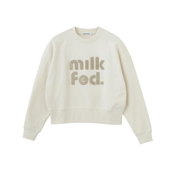 『セール実施中』ZOZO問い合わせ番号:88872429ショップ:MILKFED.，ミルクフェドブランド:MILKFED.，ミルクフェド商品名:CUT-OUT LOGO SHORT SWEAT TOPカテゴリ:トップス>スウェットブラ...