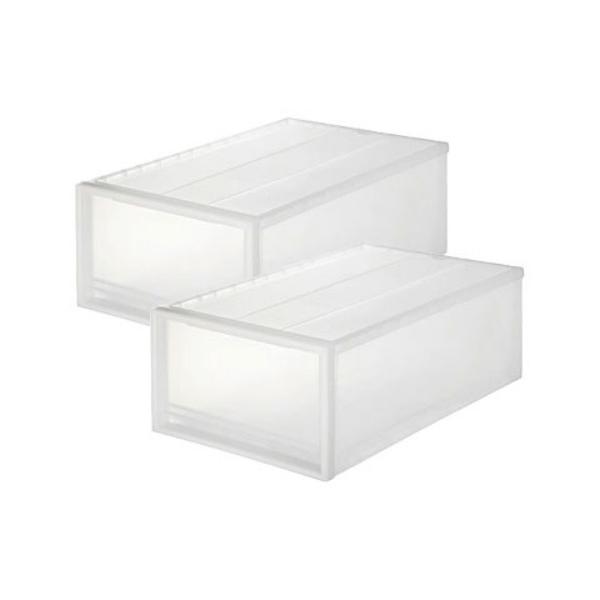 ZOZO問い合わせ番号:88939866ショップ:無印良品，ムジルシリョウヒンブランド:無印良品，ムジルシリョウヒン商品名:【２個セット】ポリプロピレン　衣装ケース　　中　約幅４０×奥行６５×高さ２４ｃｍカテゴリ:インテリア>収納グッ...