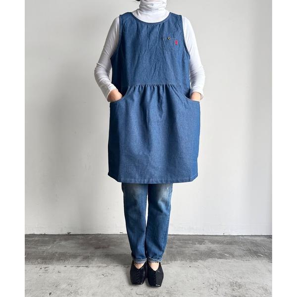 ZOZO問い合わせ番号:89005697ショップ:COMMON WARE，コモンウェアブランド:COMMON WARE，コモンウェアー商品名:URT:切り替えデニムロング丈タックエプロン　ワンマイルウェアカテゴリ:食器/キッチン>エプ...