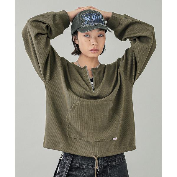 『タイムセール実施中』ZOZO問い合わせ番号:89037018ショップ:X-girl，エックスガールブランド:X-girl，エックスガール商品名:THERMAL HALF ZIP TOPカテゴリ:トップス>Tシャツ/カットソーブランド...