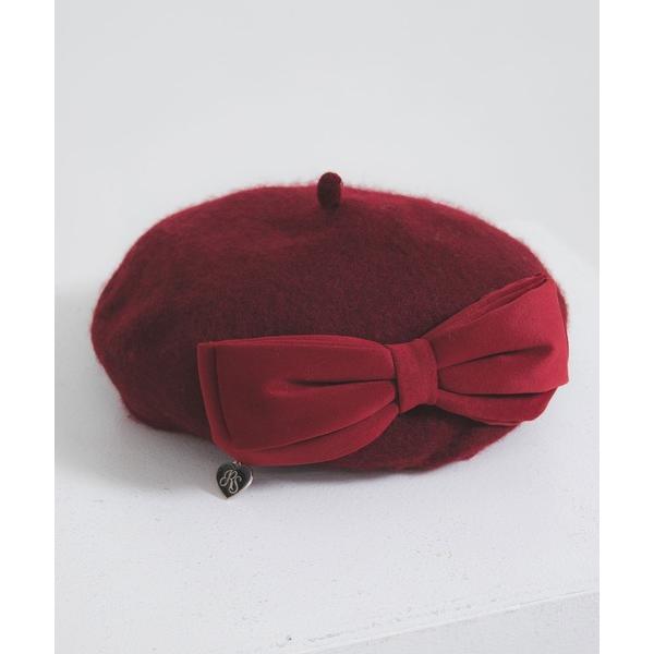 ZOZO問い合わせ番号:89073141ショップ:夢展望（YUMETENBO），ユメテンボウブランド:DearMyLoveRose，ディアマイラブローズ，夢展望，ユメテンボウ商品名:RSハートチャーム付リボンベレー帽カテゴリ:帽子>ハ...