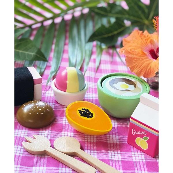 ZOZO問い合わせ番号:89140437ショップ:babybaby，ベイビーベイビーブランド:babybaby，ベイビーベイビー商品名:【Keiki Kaukau / ケーキ・カウカウ】ハワイアンフード 木製おままごとセットカテゴリ:雑貨/...