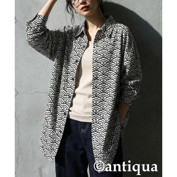 ZOZO問い合わせ番号:89140962ショップ:antiqua，アンティカブランド:antiqua，アンティカ商品名:雲青海波柄シャツカテゴリ:トップス>シャツ/ブラウスブランド品番:ONZ-1003素材:ポリエステル100%原産国...