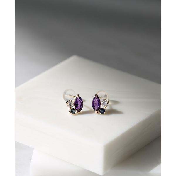 ※このアイテムは返品・交換対象外商品です。ZOZO問い合わせ番号:89234290ショップ:collecala，コレカラブランド:queite，ケイト，colleca la，コレカラ商品名:K10 YG アソートピアス　アメジスト/サファイ...