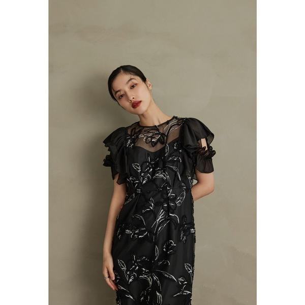 『タイムセール実施中』ZOZO問い合わせ番号:89234548ショップ:bflat，ビーフラットブランド:niana，ニアナ，ANDRESD，アンドレスド商品名:フェザーフラワーフレアスリーブドレス 結婚式 成人式 同窓会 ディナー デイリ...