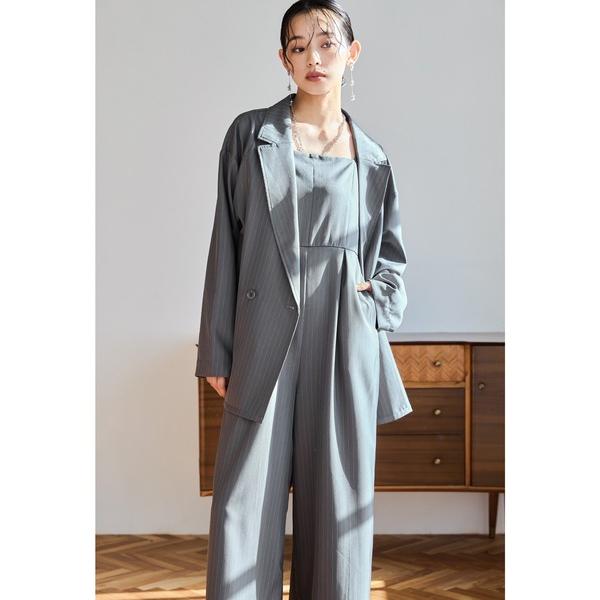 ZOZO問い合わせ番号:89402176ショップ:bflat，ビーフラットブランド:niana，ニアナ，et.UNiVER，エトユニベール商品名:プラクティカルセットアップ 2点セット ストライプ ジャケット パンツドレス オールインワン ...