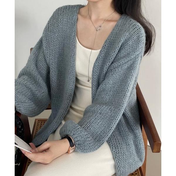 ZOZO問い合わせ番号:89402463ショップ:Crisp，クリスプブランド:Alum'，アルム商品名:ボリュームスリーブオーバーニットカーディガンカテゴリ:トップス>カーディガン/ボレロブランド品番:A10224s36素材:NYL...