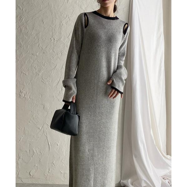 『セール実施中』ZOZO問い合わせ番号:89467854ショップ:wears，ウェアーズブランド:She's Closet，シーズクローゼット商品名:オープンショルダー肩あき長袖フィンガーホールリバーシブルタイトロングリブニットワンピースカ...