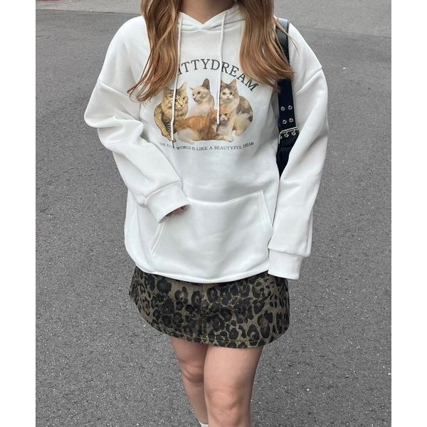 『タイムセール実施中』ZOZO問い合わせ番号:89468756ショップ:wears，ウェアーズブランド:fiere，フィエール商品名:猫デザインパーカーカテゴリ:トップス>パーカーブランド品番:izp-4素材:ポリエステル100カラー...