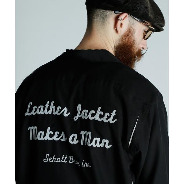 『セール実施中』ZOZO問い合わせ番号:89663877ショップ:SCHOTT，ショットブランド:schott，ショット商品名:Schott/ショット/BOWLING SHIRT'LEATHER JACKET MAKES A MAN'/刺繍...