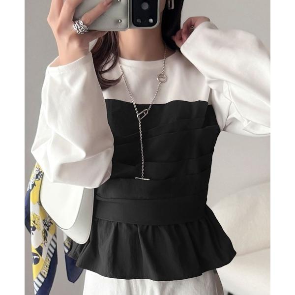 『タイムセール実施中』ZOZO問い合わせ番号:89665061ショップ:Classical Elf，クラシカルエルフブランド:classicalelf，クラシカルエルフ商品名:【長袖新登場！】簡単おしゃれが叶う。Tシャツ×ビスチェドッキング...