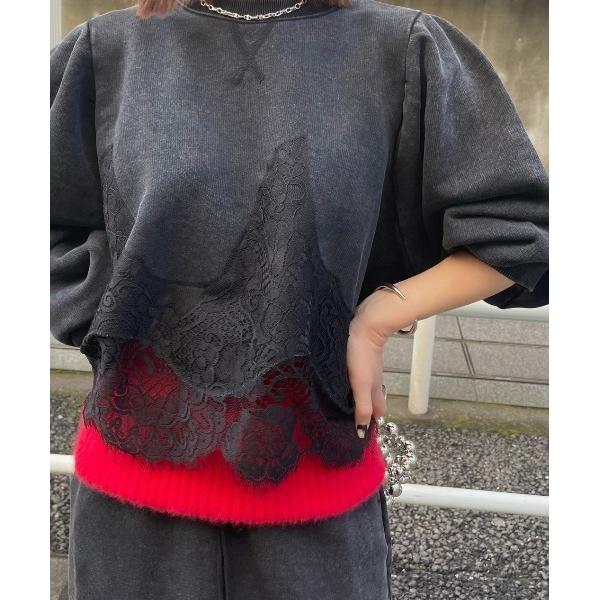 ZOZO問い合わせ番号:89666777ショップ:AMERI VINTAGE，アメリビンテージブランド:Ameri，アメリ商品名:CHEMICAL OVERDYE LACE SWEAT TOPカテゴリ:トップス>スウェットブランド品番...