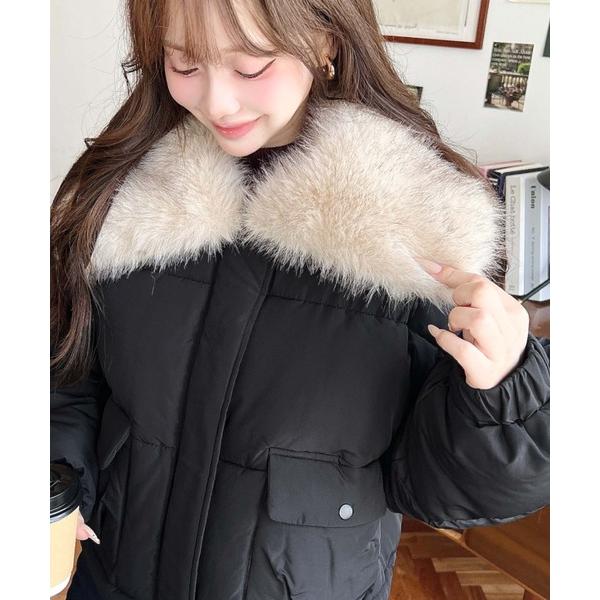 『タイムセール実施中』ZOZO問い合わせ番号:89666922ショップ:moment+，モーメントプラスブランド:LOULOU select，ルルセレクト商品名:ファー付きビックカラーショート丈ファイバーダウンブルゾンカテゴリ:ジャケット/...