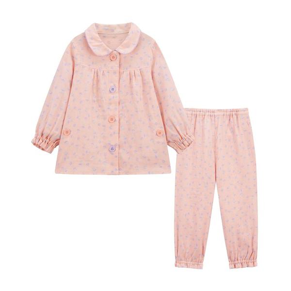 ZOZO問い合わせ番号:89699436ショップ:Combi mini，コンビミニブランド:combimini，コンビミニ商品名:おなか安心ボタン付き長袖前開きガーリーガーゼパジャマ（小花）カテゴリ:ルームウェア>ルームウェア/パジャ...