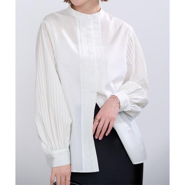 『タイムセール実施中』ZOZO問い合わせ番号:89894177ショップ:ur's，ユアーズブランド:ur's，ユアーズ商品名:プリーツデザインバンドカラーブラウスカテゴリ:トップス>シャツ/ブラウスブランド品番:BFXN2081素材:...