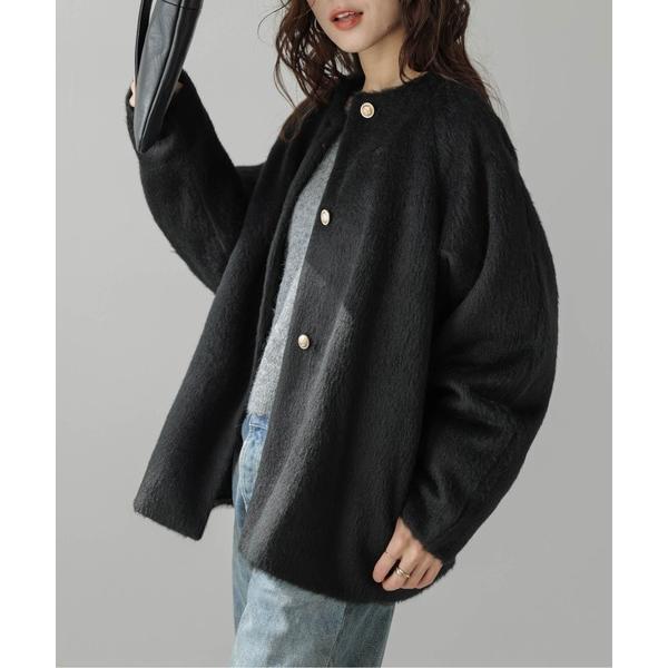 『セール実施中』ZOZO問い合わせ番号:89961570ショップ:SUGAR BISKET，シュガービスケットブランド:Lajour，ラジュール商品名:【日本製】シャギーハーフコートカテゴリ:ジャケット/アウター>ノーカラーコートブラ...