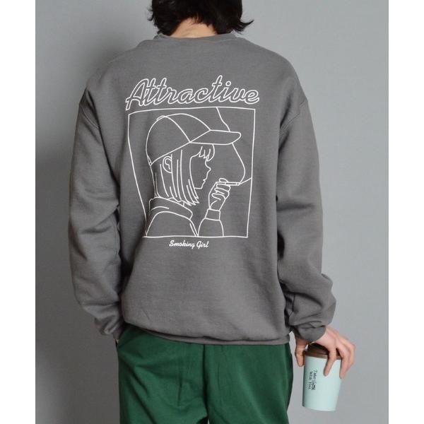 『タイムセール実施中』ZOZO問い合わせ番号:89994320ショップ:VIBGYOR，ヴィブジョーブランド:MODISH GAZE，モディシュガゼ商品名:【MODISH GAZE】8oz裏起毛スモーキングガール線画イラストスウェットカテゴ...