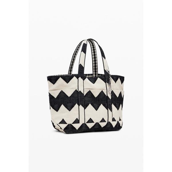 ZOZO問い合わせ番号:89994979ショップ:Desigual，デシグアルブランド:Desigual，デシグアル商品名:REPRISE ZICATELA BIG ジグザグパターン キャンバストートカテゴリ:バッグ>ハンドバッグブラ...