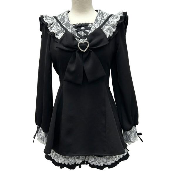 ZOZO問い合わせ番号:90089637ショップ:夢展望（YUMETENBO），ユメテンボウブランド:DearMyLoveWhip，ディアマイラブホイップ，夢展望，ユメテンボウ商品名:【大きいサイズ】レースセーラーリボンセットアップカテゴリ...