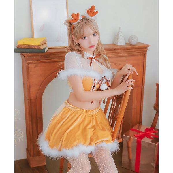※このアイテムは返品・交換対象外商品です。ZOZO問い合わせ番号:90159010ショップ:Retica，レティカブランド:Tika，ティカ商品名:トナカイ コスプレ かわいい アニマル サンタ シアー切替 レースアップ リボン へそ出し ...